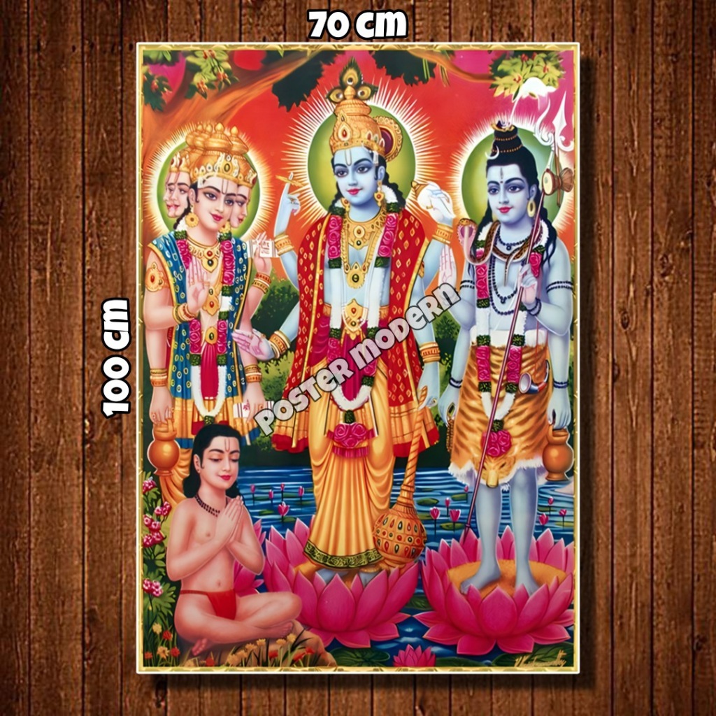 HIASAN DINDING Wall Decoration POSTER Of God BRAHMA God Vishnu God ...