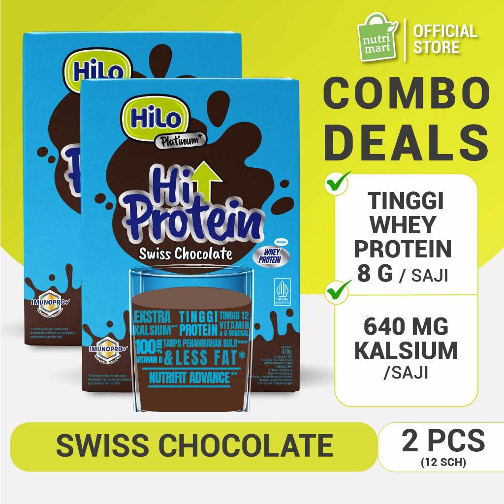 Twin Pack - HiLo Platinum Swiss Chocolate (12 Sch) - High Calcium Milk With Glucosamine & Omega ...