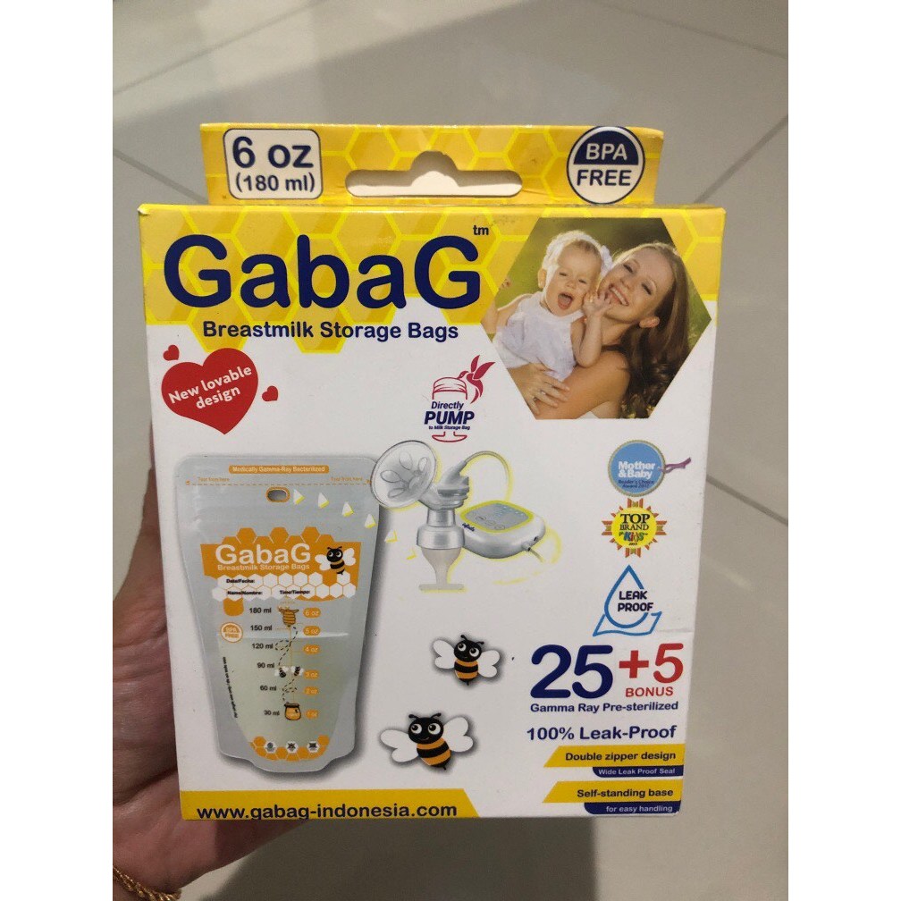 Original Gabag Breast Milk Bag Gabag 180 ml Contents 5 Plastic Breast ...