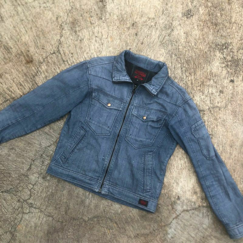 Denim biker jacket THE TOUGH POWER STRETCH | Shopee Malaysia