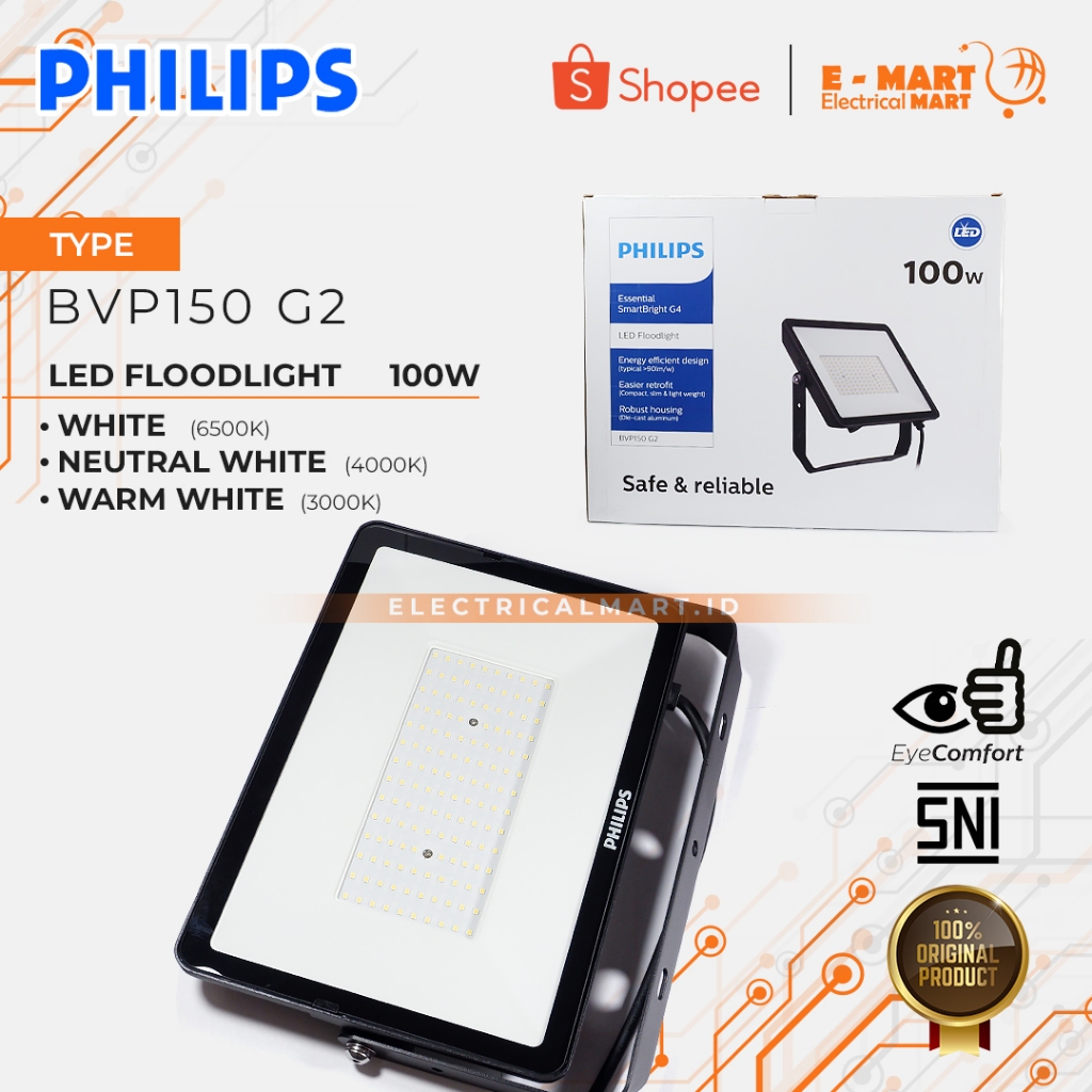 Philips BVP150 G2 Essential SmartBright LED Floodlight 100W | Shopee Malaysia