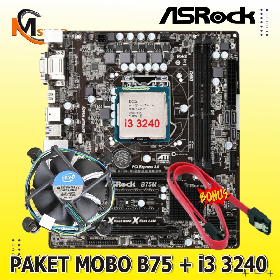 Mobo Motherboard Intel B75 LGA 1155 Mainboard Package+Processor Core i3 3240+Fan | Shopee Malaysia