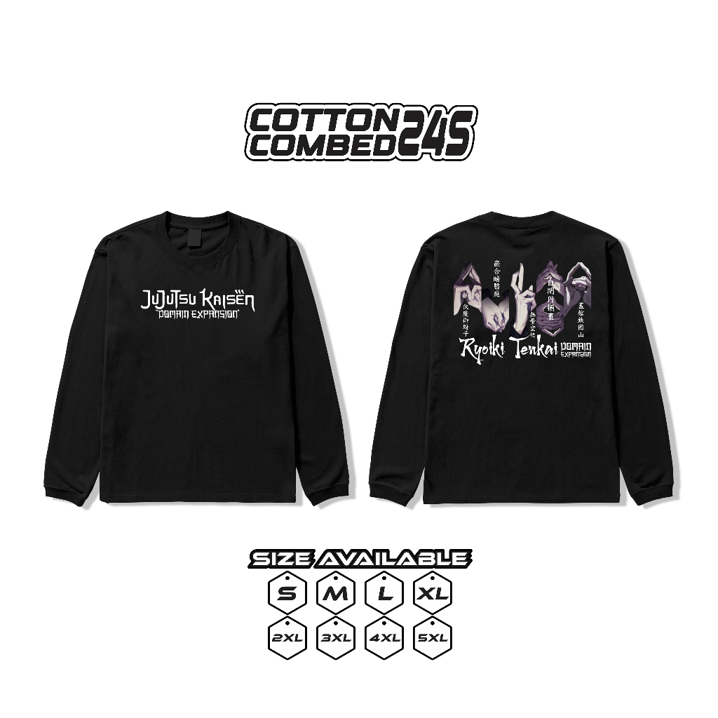 Long Sleeve T-Shirt Jujutsu Kaisen Hand Sign Ryoiki Tenkai Tshirt Anime ...