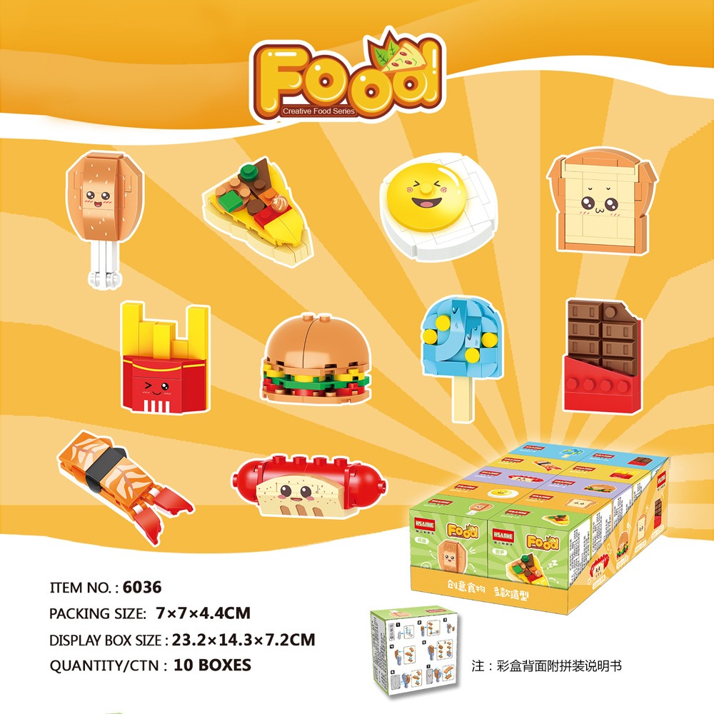 [HARU] Fast Food Building Blocks Brick Toy Stacking Food Form Pizza ...