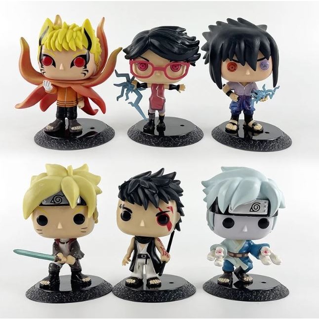 Naruto Q-Ver Sasuke Boruto Mitsuki Sarada Action Figure contains 6 pcs ...