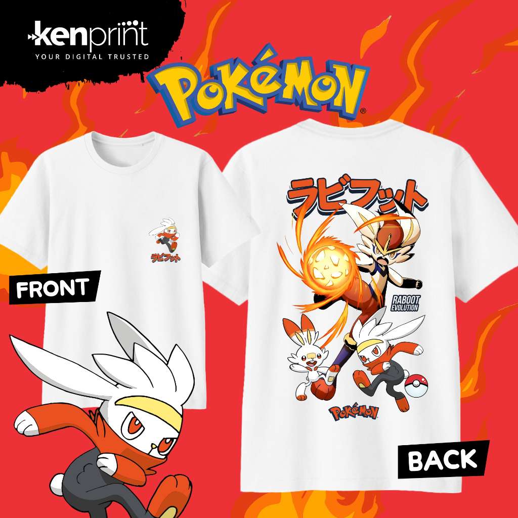 Pokemon T-Shirt | Raboot | Scorbunny | Cinderella EVOLUTION | Non ...