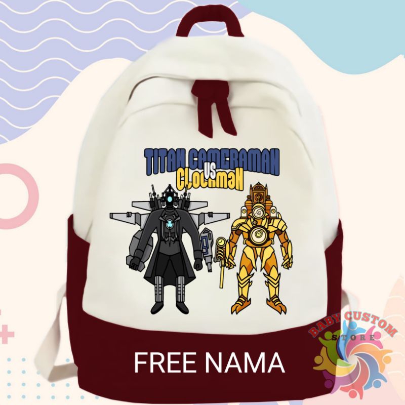 The Newest TITAN CAMERAMAN VS CLOCKMAN Picture Children's Backpack ...