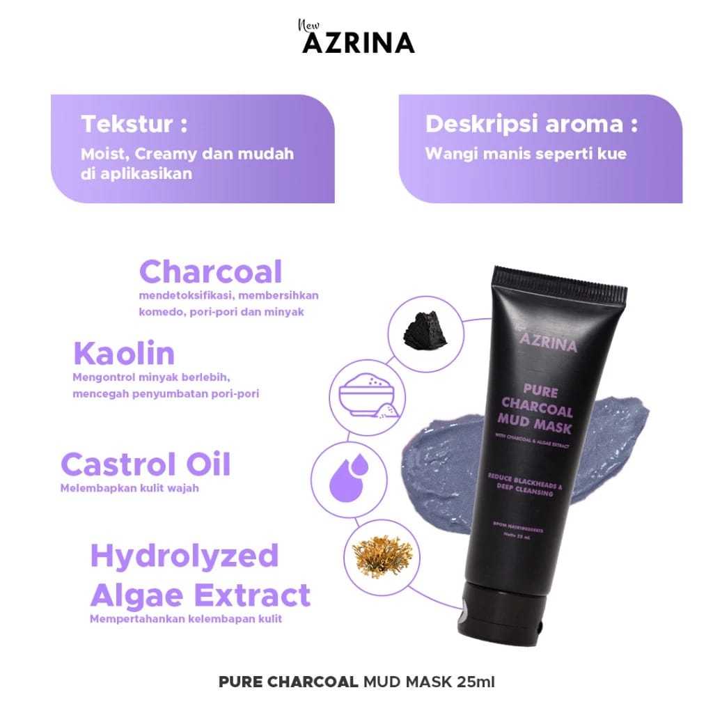 Memey New AZRINA Pure Charcoal Mud Mask 25ml | 50ml | Shopee Malaysia