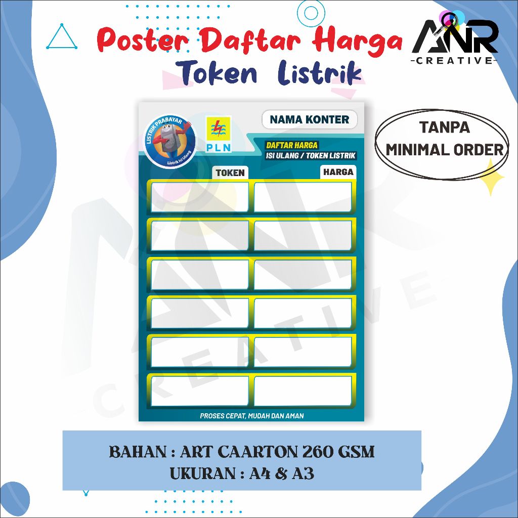 Electrical Token Price List Counter Poster / Electrical Token Refill ...