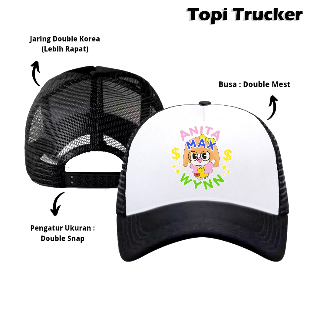 HITAM PUTIH Anita MAX Wynn Drake Raper Logo Mesh Trucker Hat I NEED THE ...