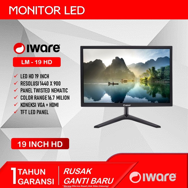 Iware WIDE LED MONITOR LM19 HD 19" 19 inch VGA+HDMI | Shopee Malaysia