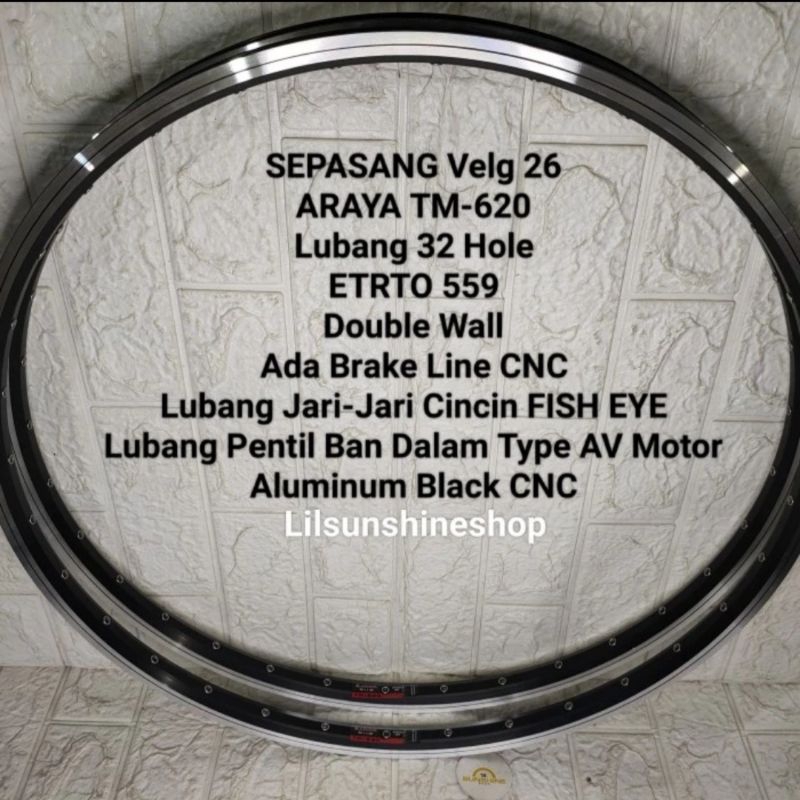 Rims Rims 32H Bike 26 ARAYA TM-620 Rim 32 Holes Double Wall BLACK CNC ...