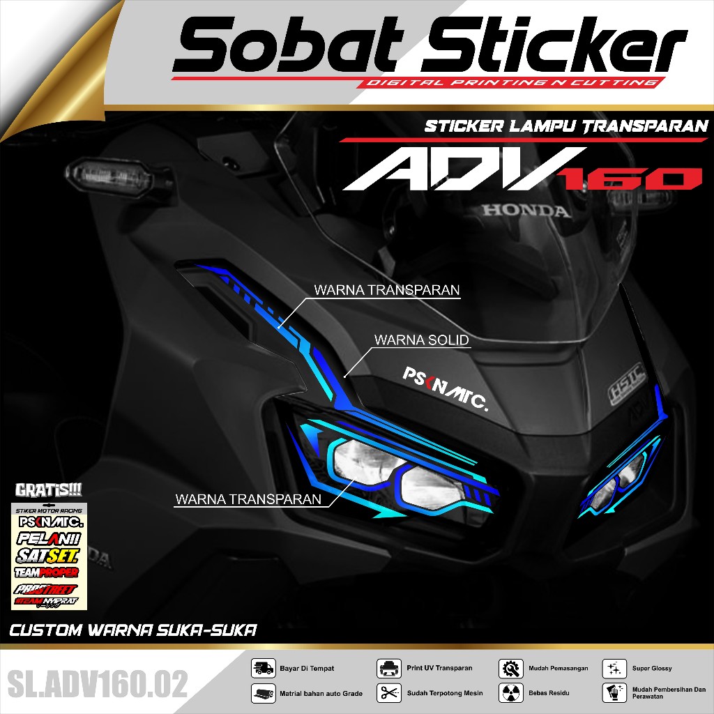 Adv 160 Lamp Sticker/Transparent UV Eyebrow Lamp Variation Honda ADV ...