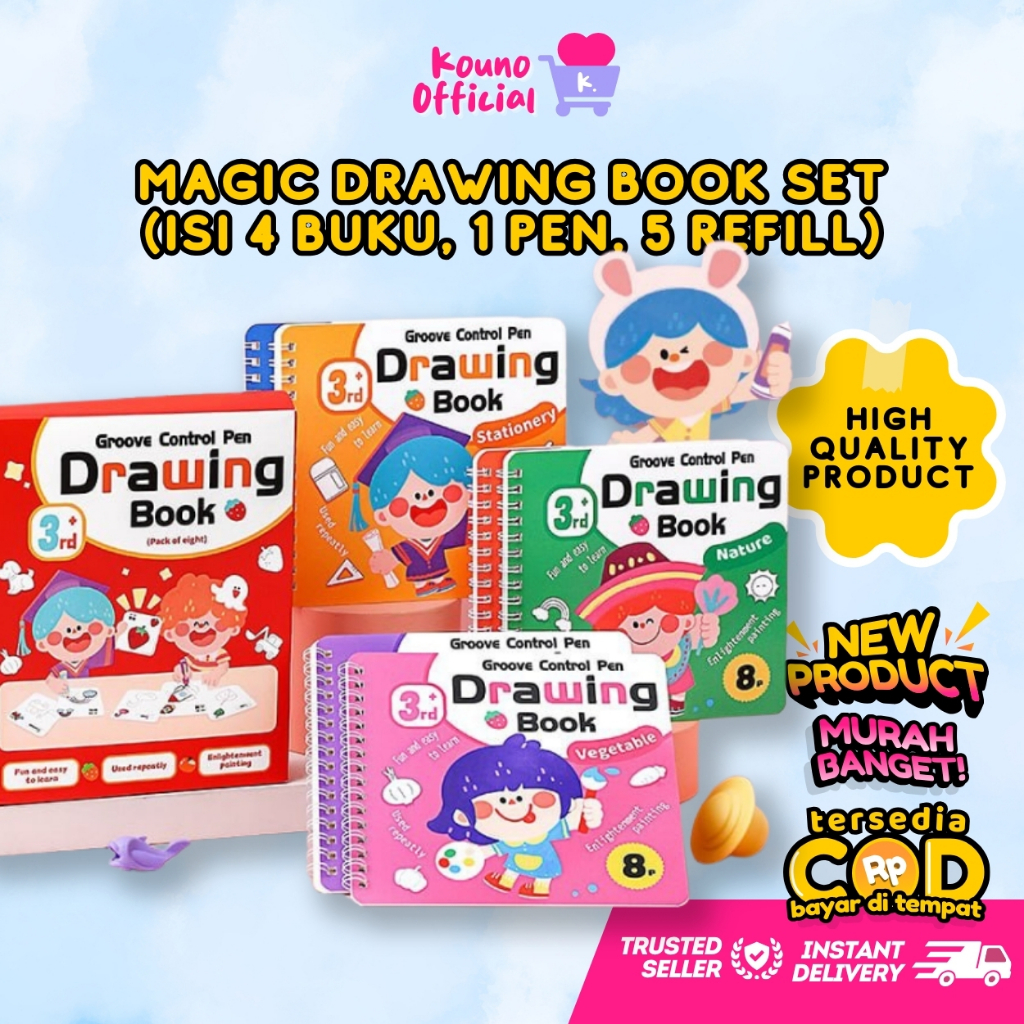 [1 Set = 4 Books] Magic Drawing Book | Magic Picture Book For Preschool ...