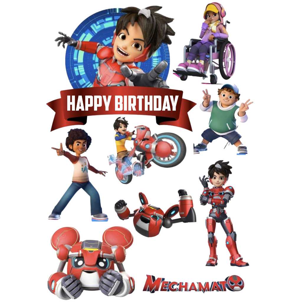 Custom CAKE TOPPER Birthday CAKE TOPPER MECHAMAT Birthday CAKE TOPPER ...