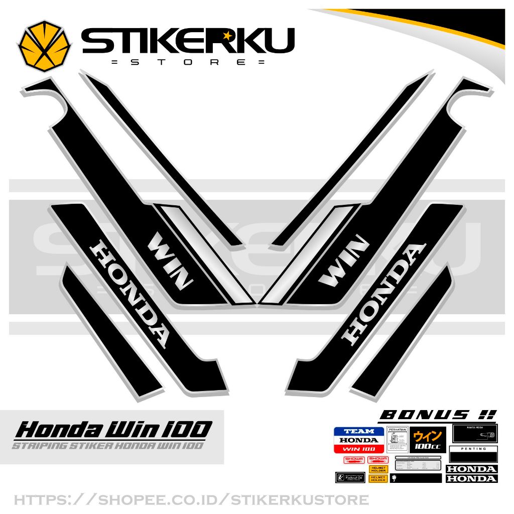Honda WIN STRIPING / MOTIF 10 / WIN 100 STICKER / WIN STICKERS / STICKERS / STREPING / STIPING ...