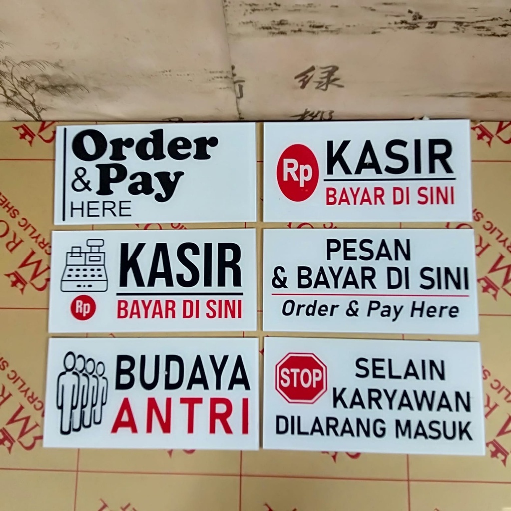 Acrylic Cashier Label/Antry cultivation/ Message and Pay here / Apart ...