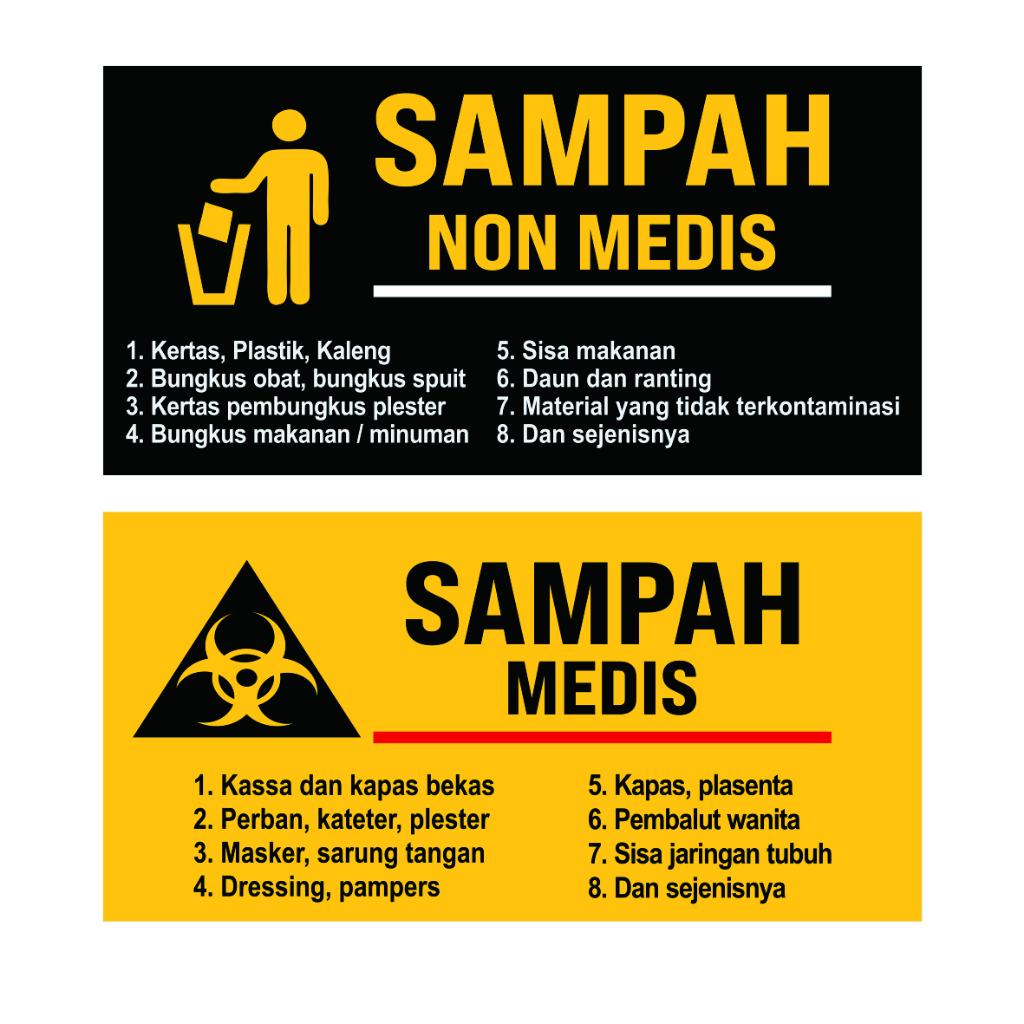 Medical Waste And Non Medical Waste Stickers | Trash Can Sticker ...