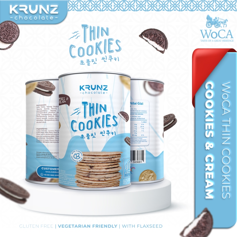 Woca Thin Cookies Krunz Chocolate Cookies and Cream 90gr | Shopee Malaysia