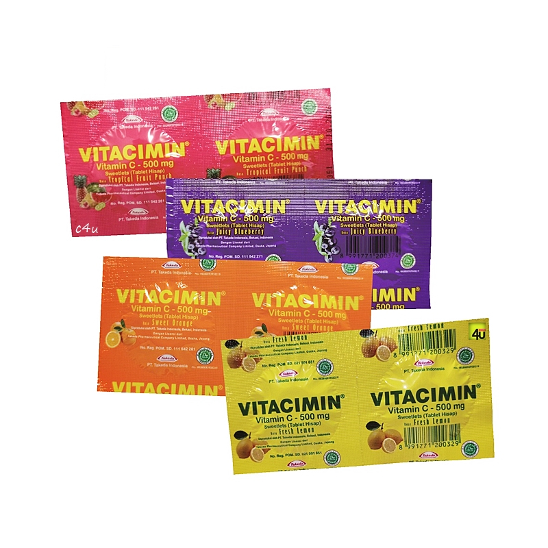 Vitacimin - Vitamin C Suction Tablets 500mg - 1 STRIP Contains 2 ...