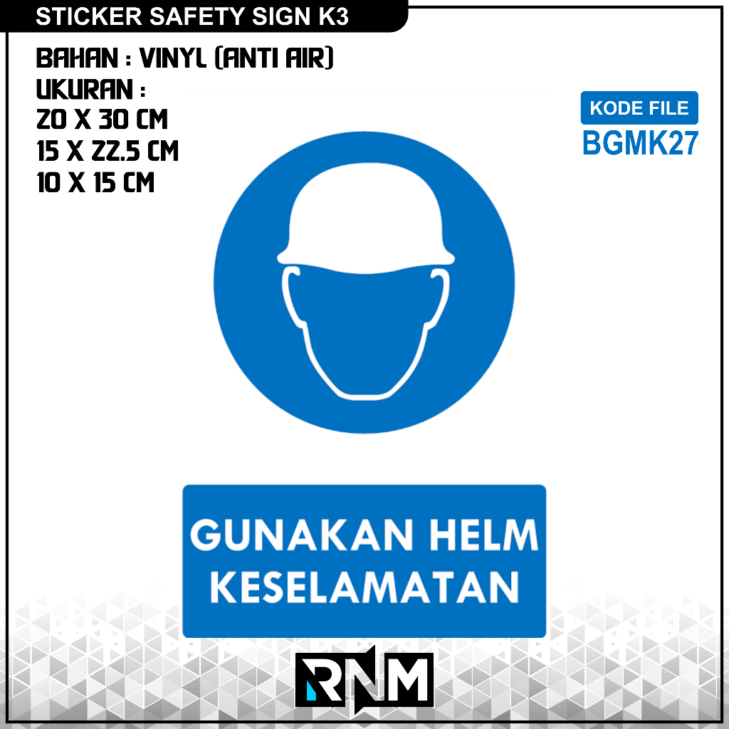 Safety SIGN RAMBU K3 STICKER USES SAFETY HELMET | Shopee Malaysia