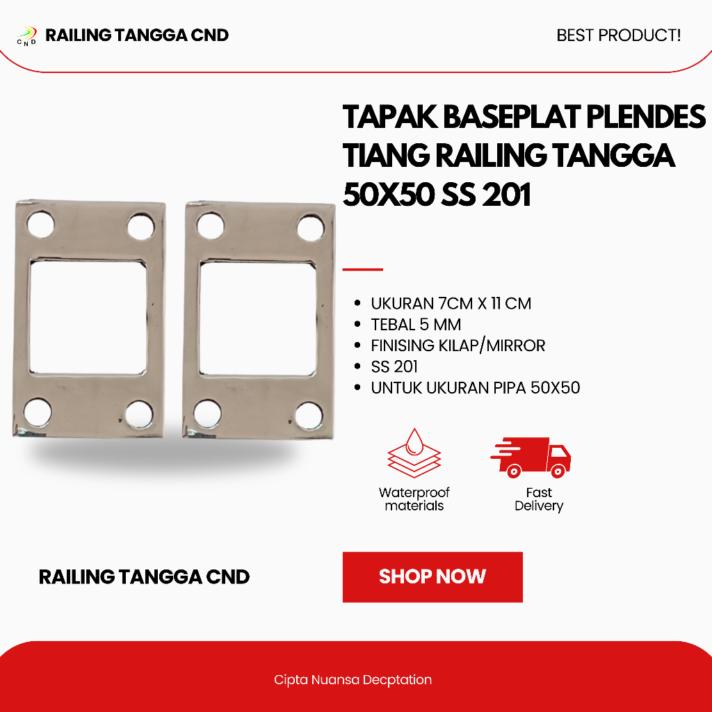 Plendes TAPAK 50x50 Ss 304 STAINLESS STAIR ARILING POLE | Shopee Malaysia