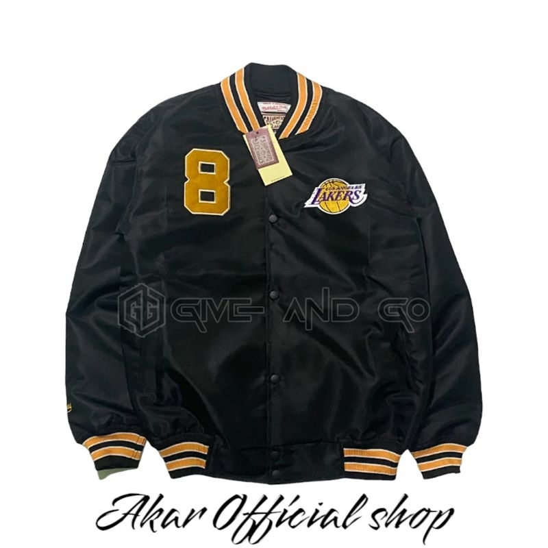HITAM Varsity Baseball Jacket Men Black Laker's 8 Full Embroidery ...