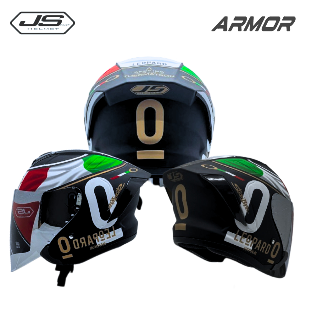 Js ARMOR Half Face Helmet LEOPARD MOTIF Original SNI Single Visor ...