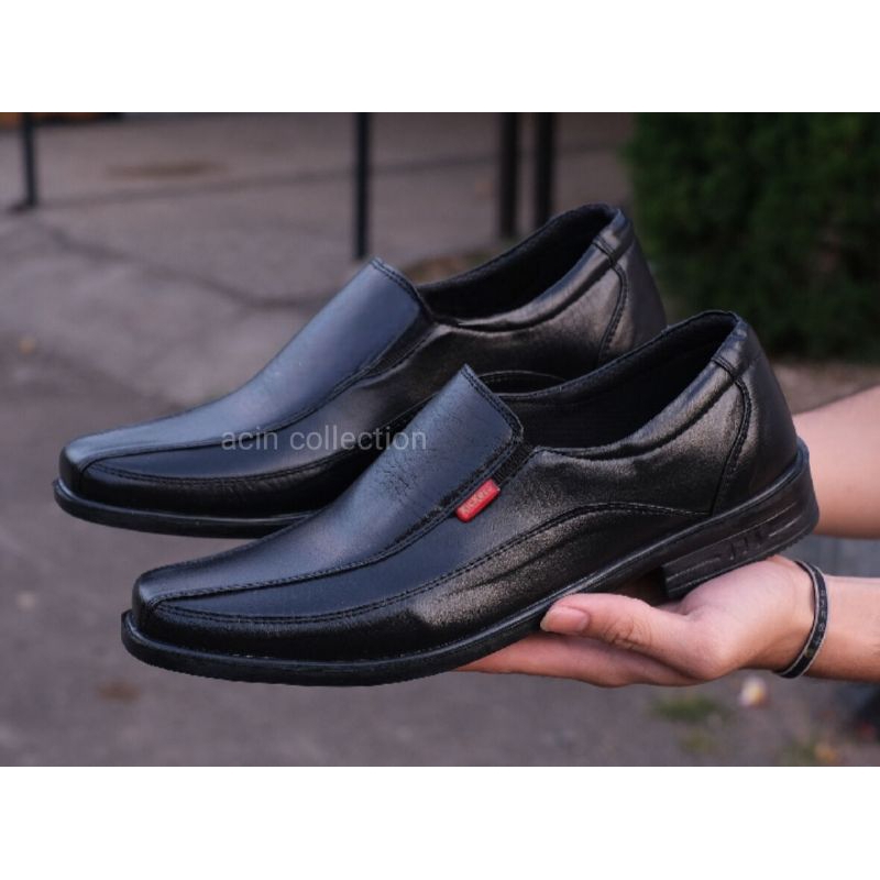 HITAM Men's leather loafers / School shoes / Men's office shoes / Black ...