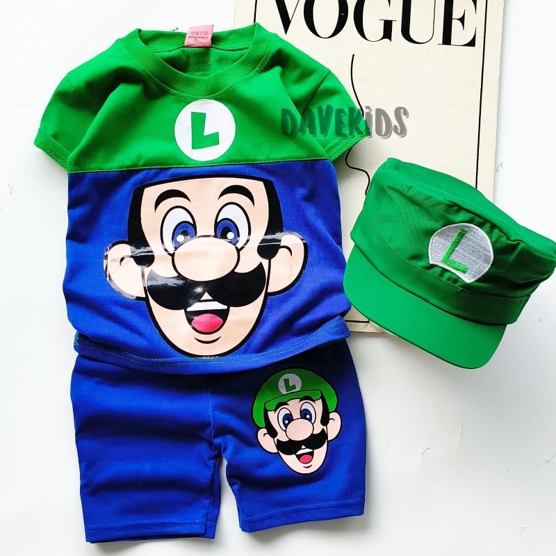 Luigi's Clothes For Kids Mario Bros Cute Kids Suits | Shopee Malaysia