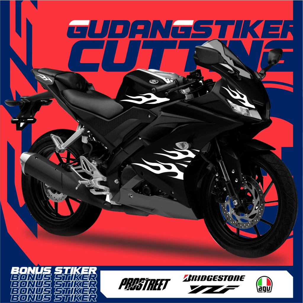 Striping CUTTING R15 V3 MOTIF Fire STICKER FLAME DESIGN STICKER Cut ...