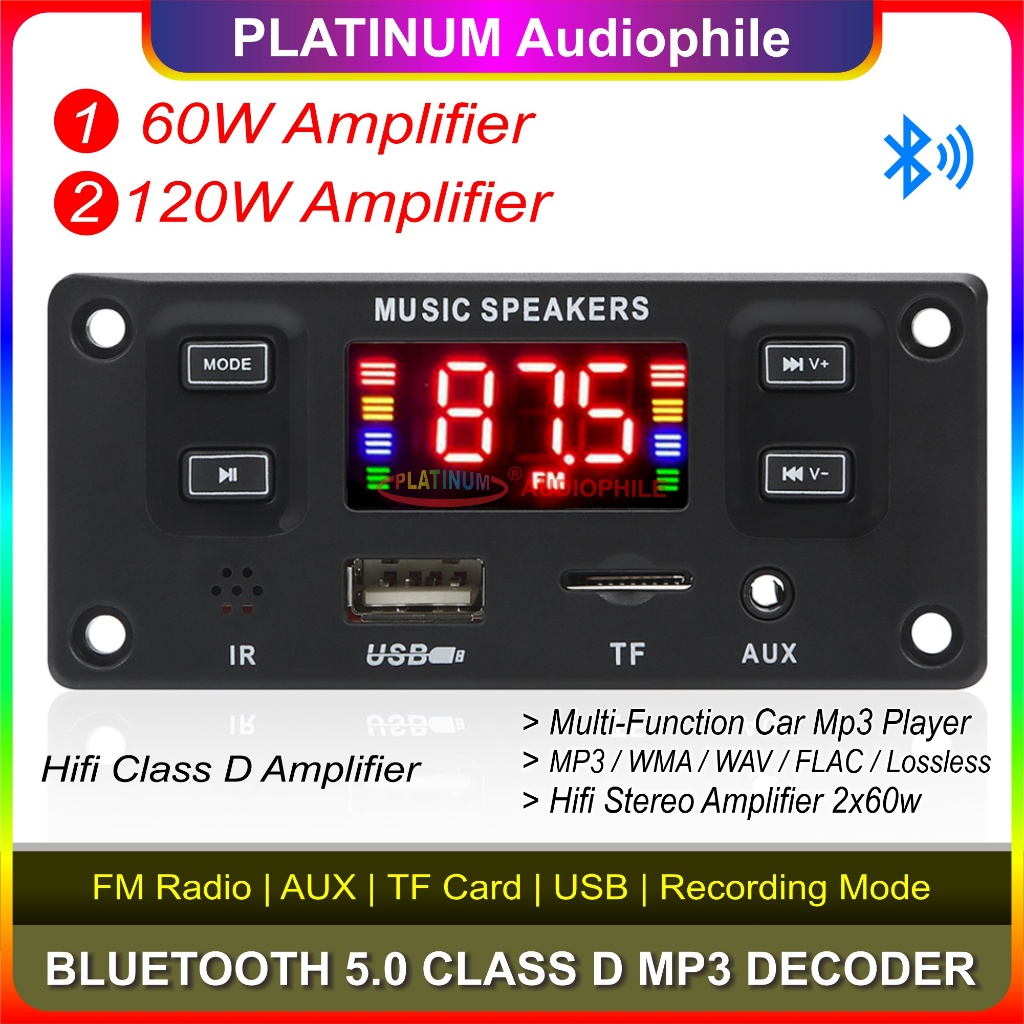 Bluetooth Mp3 Module Amplifier 60W 120W Mp3 Lossless Decoder Recording ...