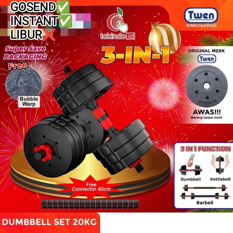 Adjustable dumbbell set 20kg twen Barbell dumbell dumble Weight Lifting ...
