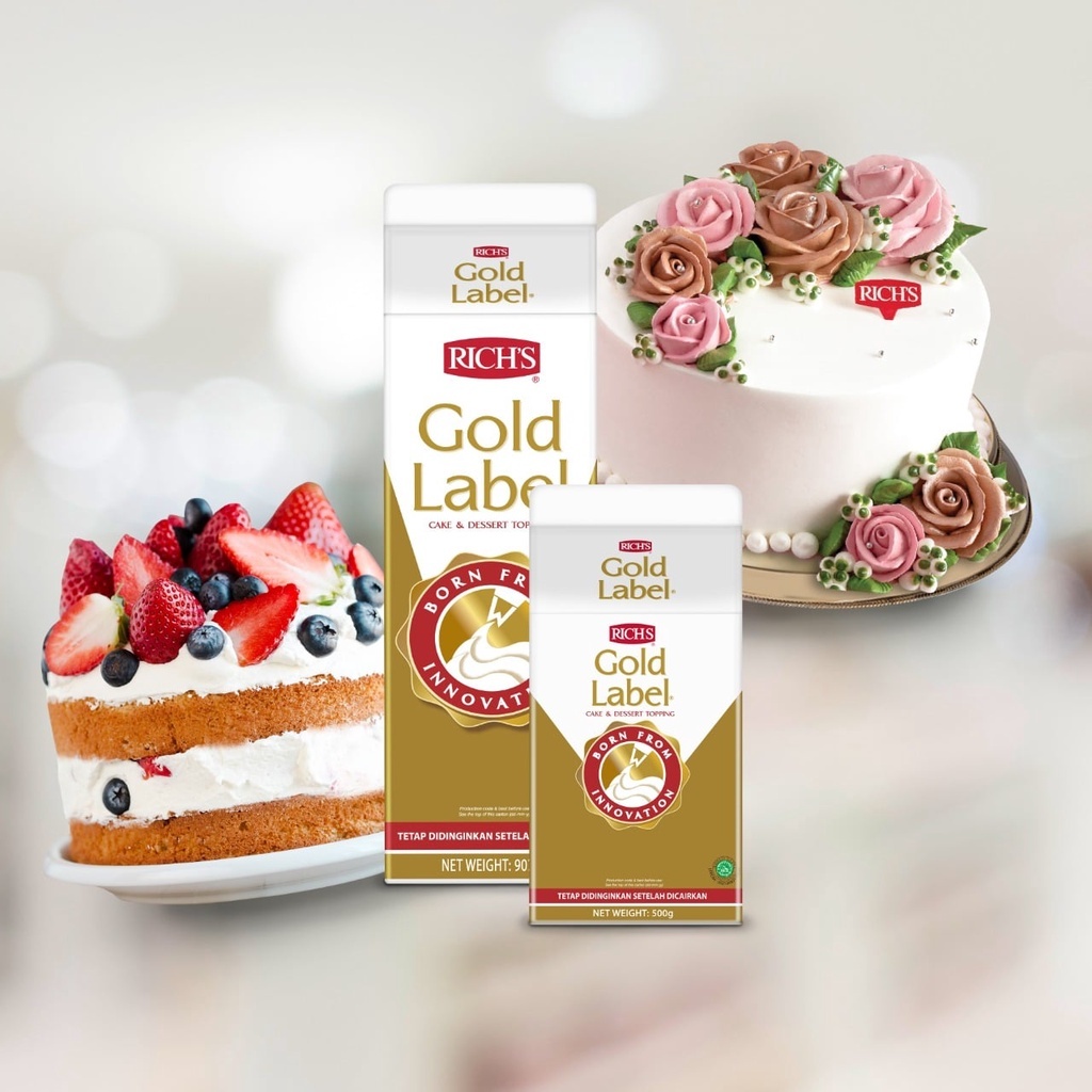 Rich Gold label Whipping cream label Gold label topping Cake Drink ...