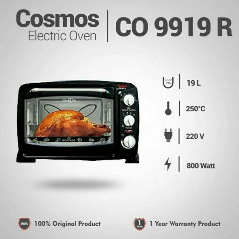 Cosmos CO-9919 R Electric Oven 19 L Low Watt Electric Oven Official SNI ...