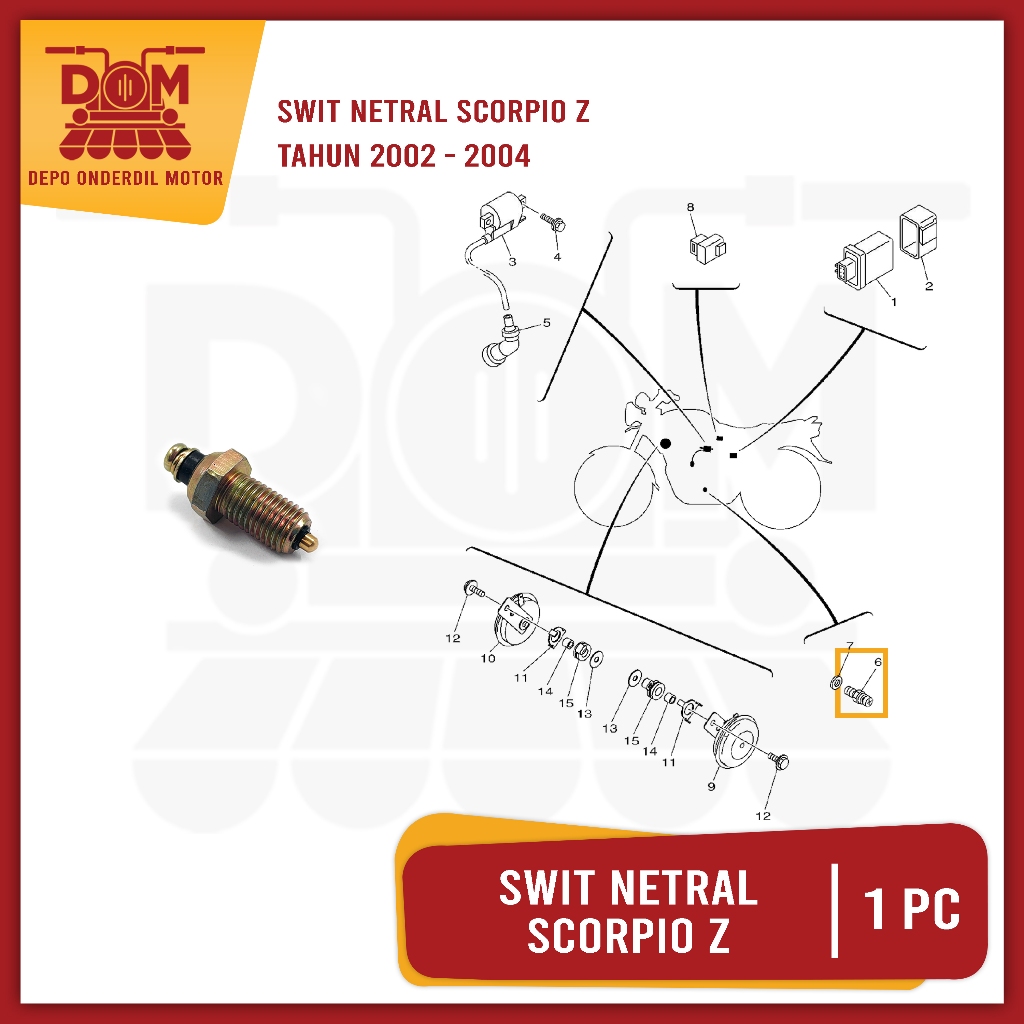 Scorpio Z Neutral Switch (TOKAIDO) Suwit Switch Neutral Gear Sensor Indicator Assy Change Yamaha ...