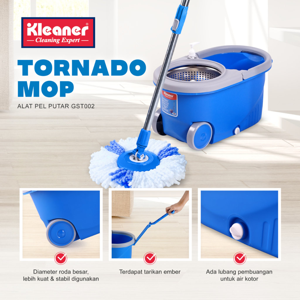 Kleaner Rotary Floor Cleaning Mop (1 Set) - Tornado Mop / Spin Mop ...