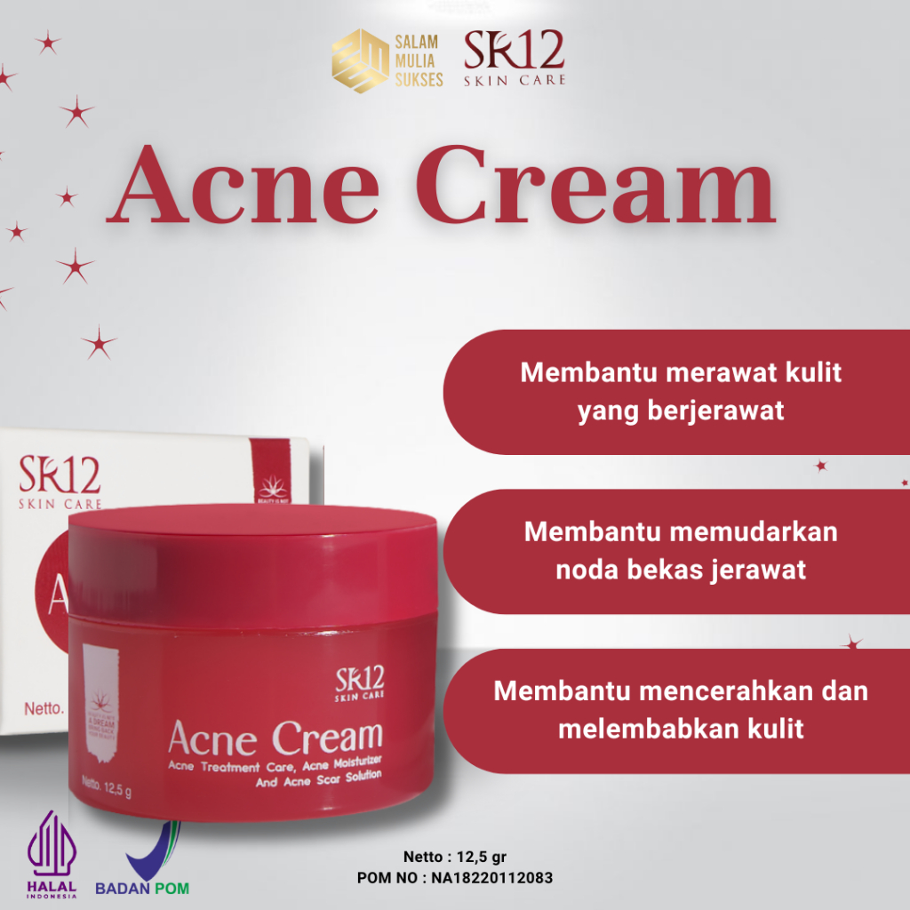 Acne Removal Cream Acne Moist Cream SR12 BPOM Acne and Breakout ...