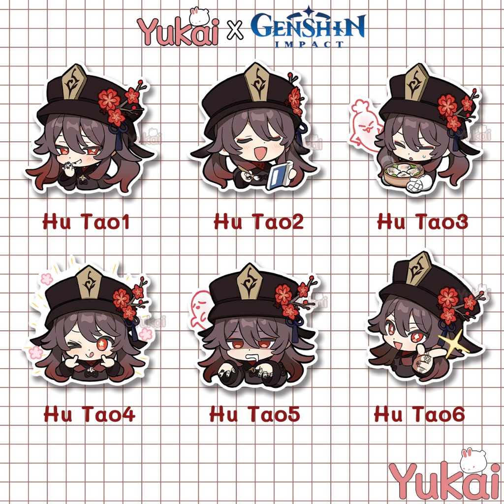 Hu Tao Genshin Impact Premium Sticker Pack, Waterproof Anime Sticker ...