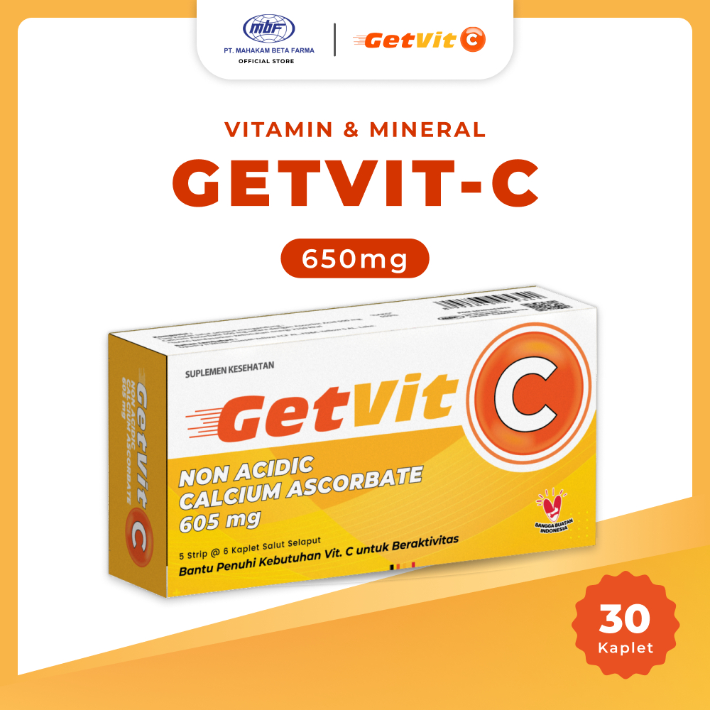 Getvit C 605mg - Body Endurance Vitamin (1 Box Contains 30 Caplets ...
