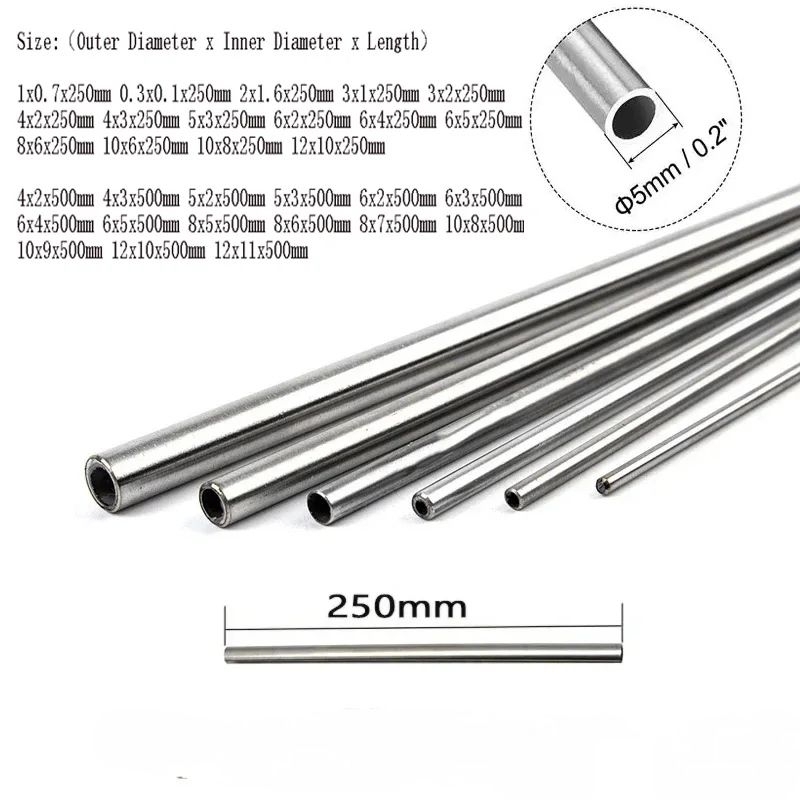 Stainless Steel Capillary Pipe 304 OD 1mm 2mm 3mm 4mm 5mm 6mm 8mm 10mm ...