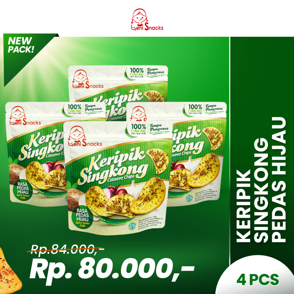 HIJAU Leni Snacks 4 pcs Green Spicy Cassava Chips (New Pack) | Shopee ...