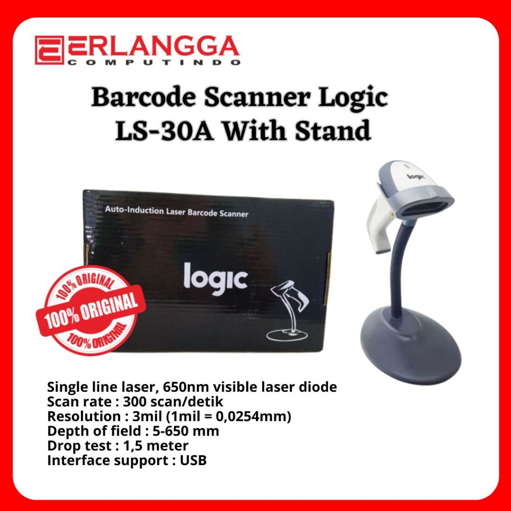Barcode SCANNER LOGIC LS-30A WITH STAND | Shopee Malaysia
