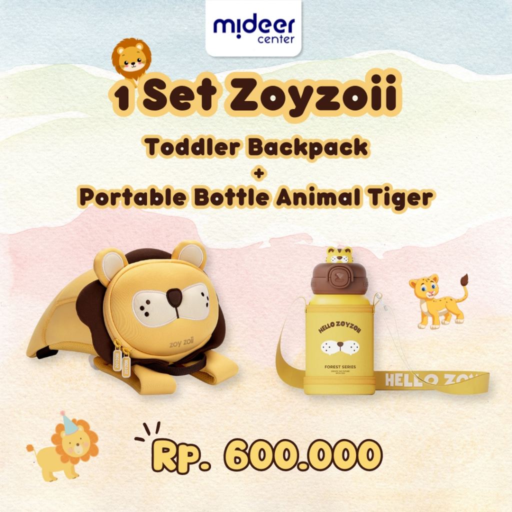 One Set Zoyzoii Toddler Backpack Portable And Bottle Animal Tiger Set ...