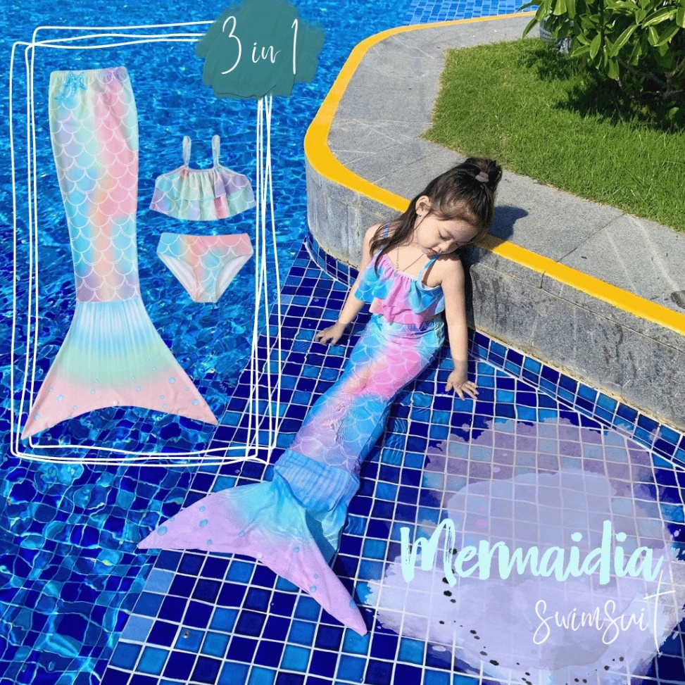 Code W96D Mermaidia 3in1 Swimsuit Girls Swimwear Mermaid Kids Swimsuit ...