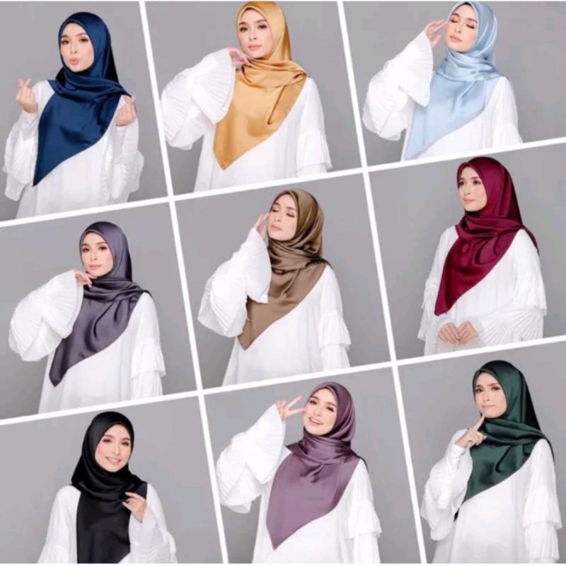 Rectangular SATIN hijab / shiny glowing formal kebaya hijab / wedding ...