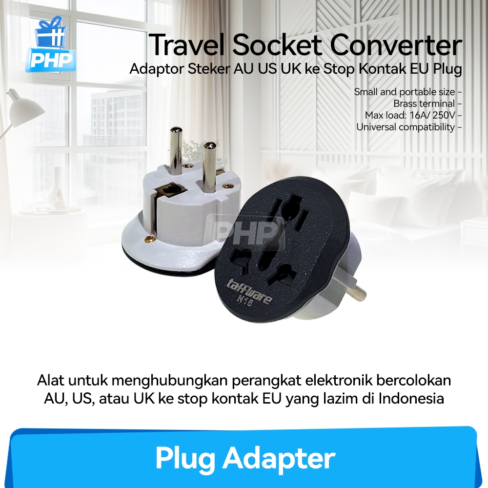 Php Travel Plug Adapter/Universal Socket Converter AU US UK to EU (3 ...