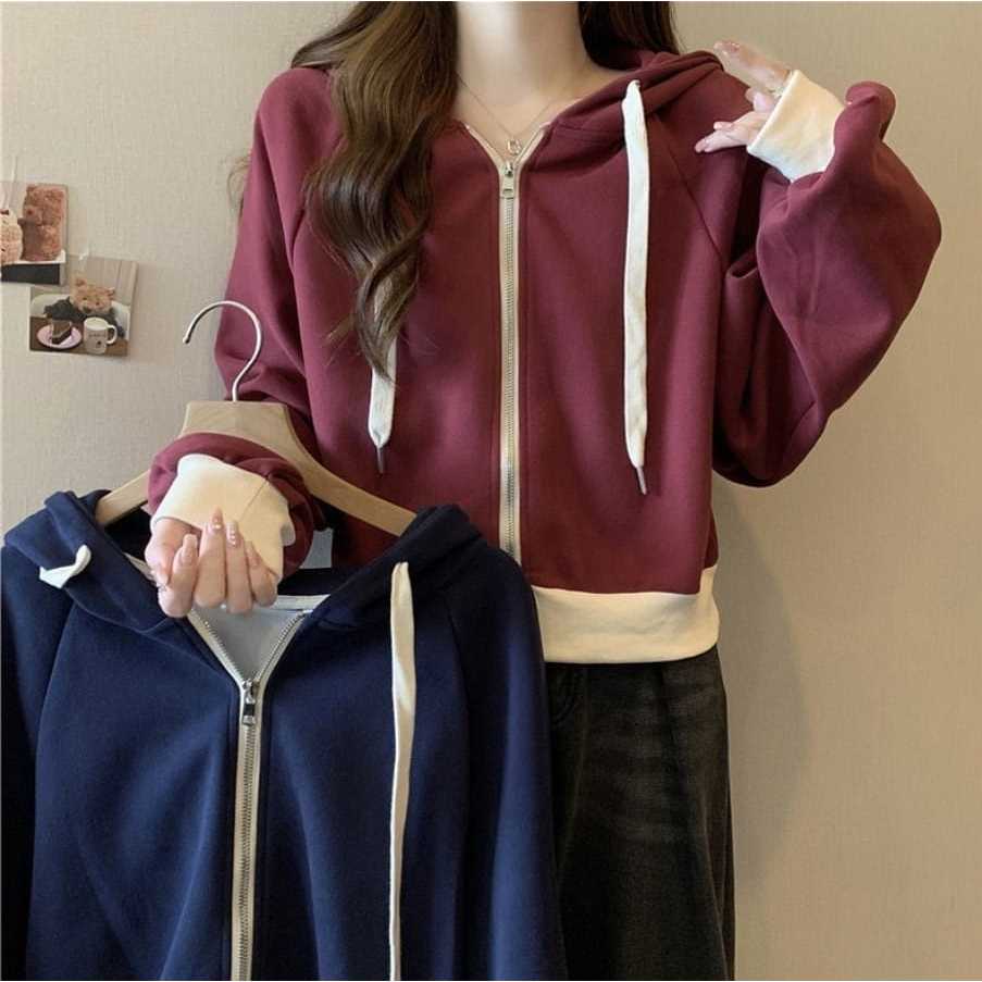 Crope Hoodie Jacket | Lummy Zipper Women's Oversized Crop Top Jacket ...