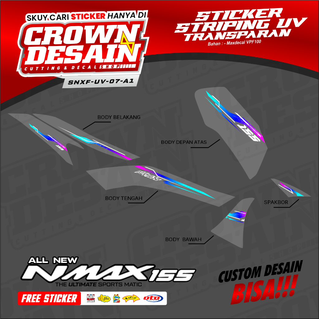 Nmax 155 Transparent Striping Sticker New Simple Design Color Variation ...