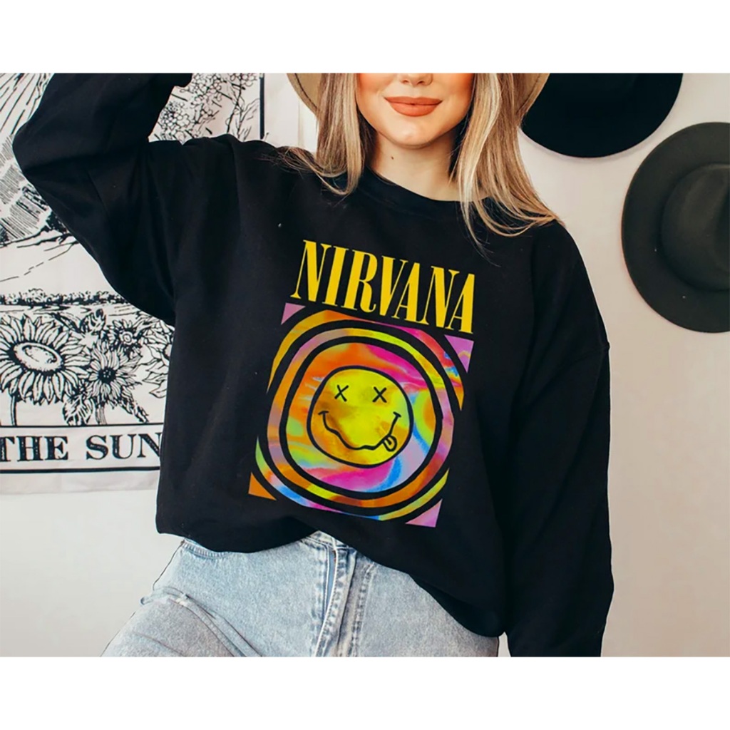 Nirvana Crewneck Sweater OVERSIZE Men Women print Color Gradation ...